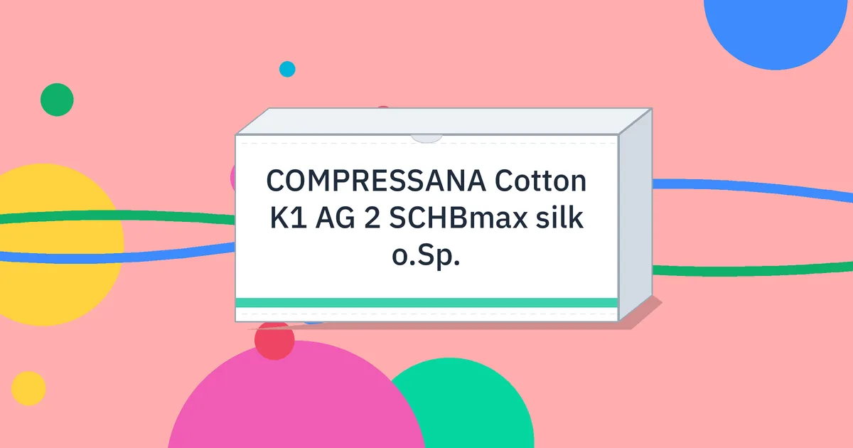 Symbolbild: Packung mit der Aufschrift COMPRESSANA Cotton K1 AG 2 SCHBmax silk o.Sp. (PZN 16959621) – Verfügbarkeit und Bezug in Apotheken in Frankfurt am Main