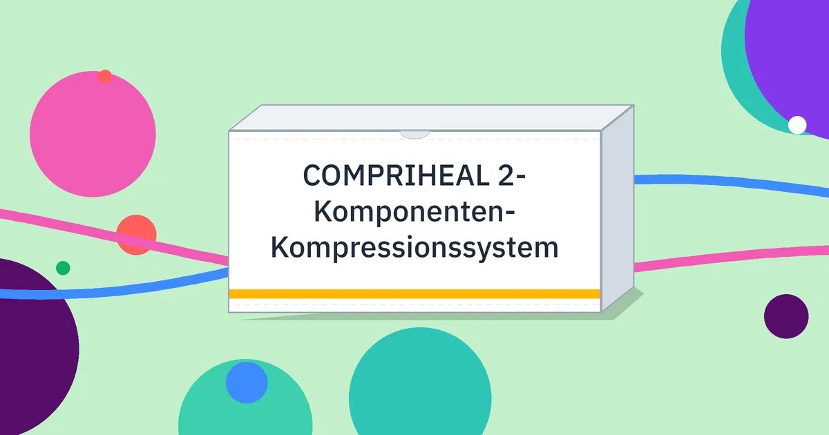 Symbolbild: Packung mit der Aufschrift COMPRIHEAL 2-Komponenten-Kompressionssystem (PZN 20051241) – Verfügbarkeit und Bezug in Apotheken in Frankfurt am Main