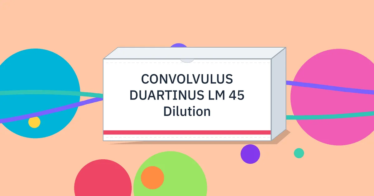 Symbolbild: Packung mit der Aufschrift CONVOLVULUS DUARTINUS LM 45 Dilution (PZN 13450880) – Verfügbarkeit und Bezug in Apotheken in Frankfurt am Main