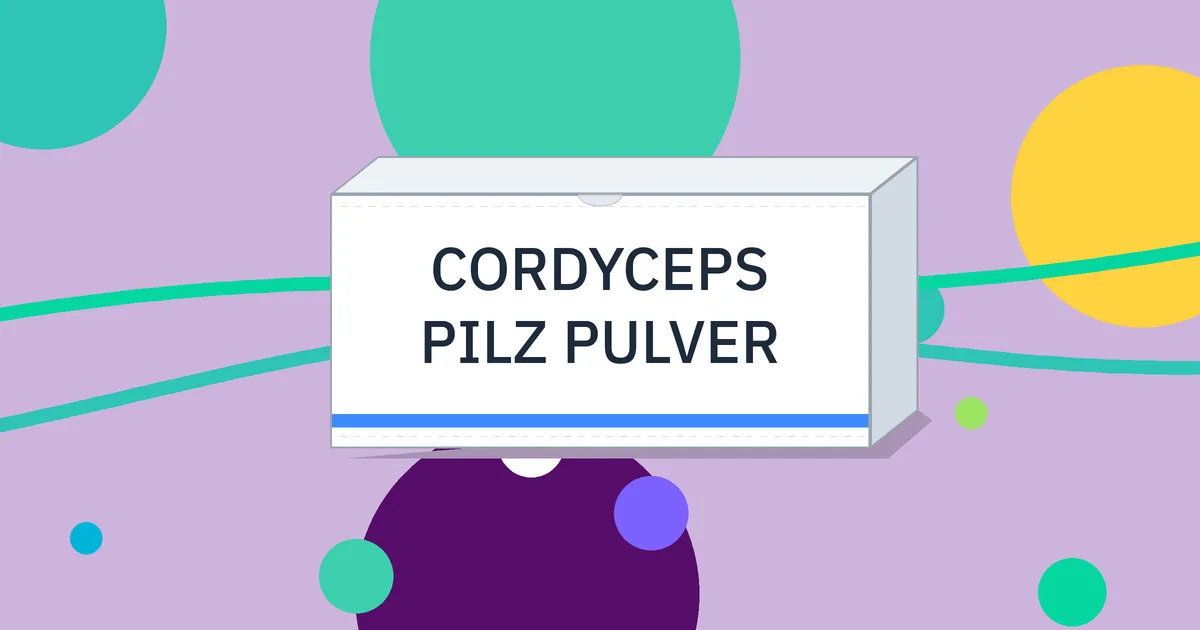 Symbolbild: Packung mit der Aufschrift CORDYCEPS PILZ PULVER (PZN 10008758) – Verfügbarkeit und Bezug in Apotheken in Frankfurt am Main