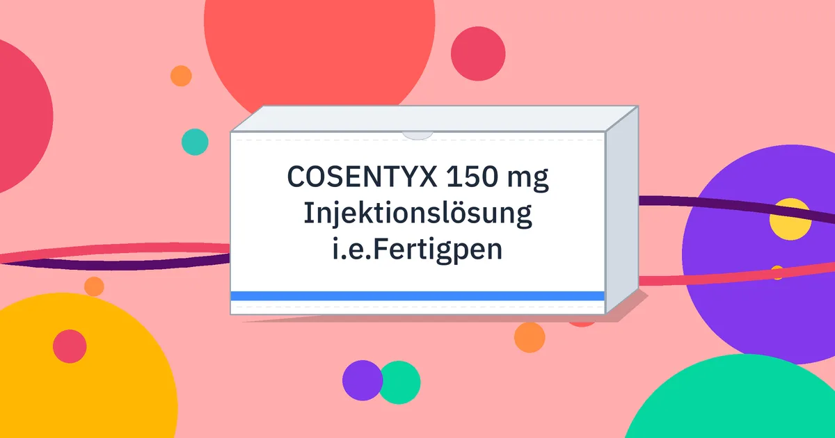 Symbolbild: Packung mit der Aufschrift COSENTYX 150 mg Injektionslösung i.e.Fertigpen (PZN 11869540) – Verfügbarkeit und Bezug in Apotheken in Frankfurt am Main