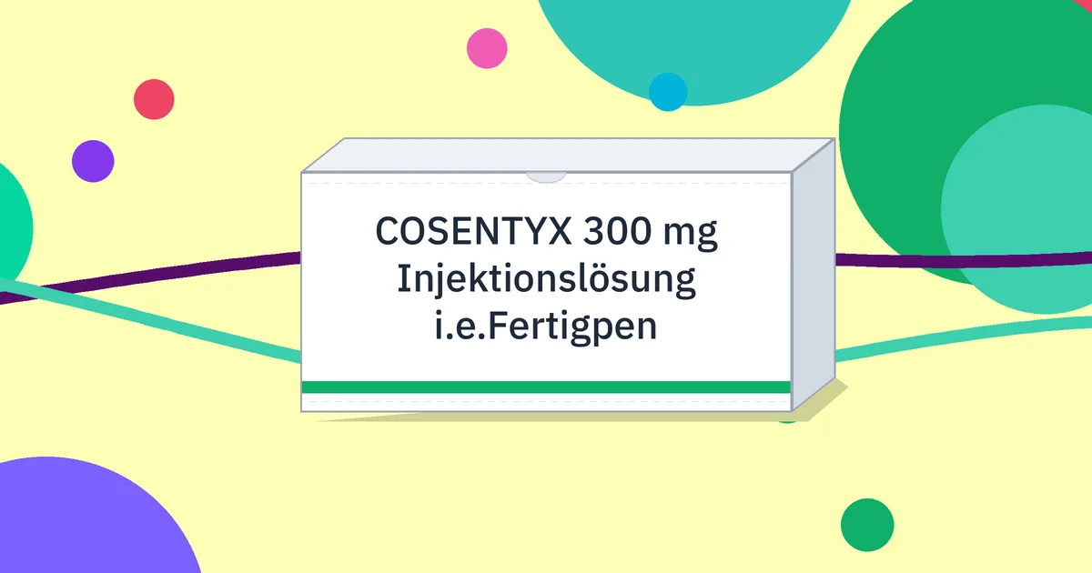 Symbolbild: Packung mit der Aufschrift COSENTYX 300 mg Injektionslösung i.e.Fertigpen (PZN 17529957) – Verfügbarkeit und Bezug in Apotheken in Frankfurt am Main