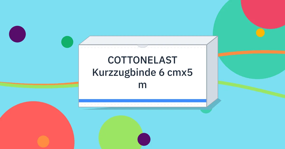 Symbolbild: Packung mit der Aufschrift COTTONELAST Kurzzugbinde 6 cmx5 m (PZN 18037707) – Verfügbarkeit und Bezug in Apotheken in Frankfurt am Main