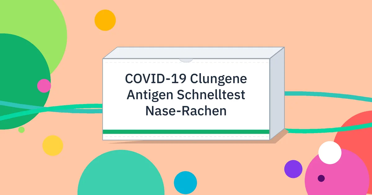Symbolbild: Packung mit der Aufschrift COVID-19 Clungene Antigen Schnelltest Nase-Rachen (PZN 16957243) – Verfügbarkeit und Bezug in Apotheken in Frankfurt am Main