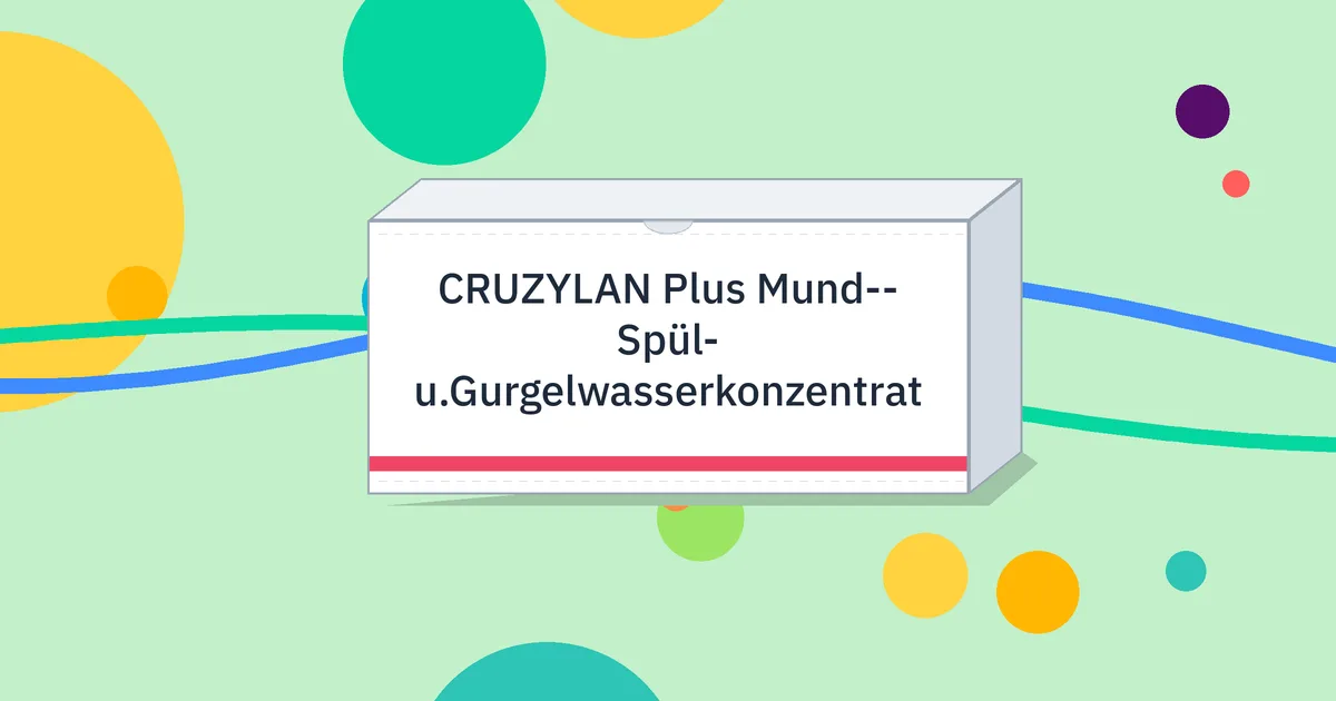 Symbolbild: Packung mit der Aufschrift CRUZYLAN Plus Mund--Spül- u.Gurgelwasserkonzentrat (PZN 00988626) – Verfügbarkeit und Bezug in Apotheken in Frankfurt am Main