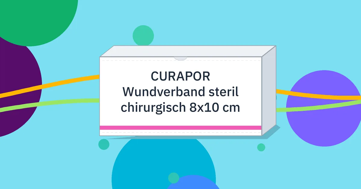 Symbolbild: Packung mit der Aufschrift CURAPOR Wundverband steril chirurgisch 8x10 cm (PZN 18807341) – Verfügbarkeit und Bezug in Apotheken in Frankfurt am Main