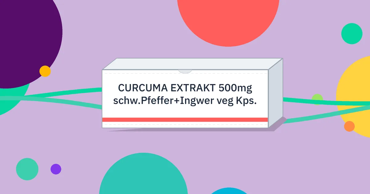 Symbolbild: Packung mit der Aufschrift CURCUMA EXTRAKT 500mg schw.Pfeffer+Ingwer veg Kps. (PZN 18331737) – Verfügbarkeit und Bezug in Apotheken in Frankfurt am Main