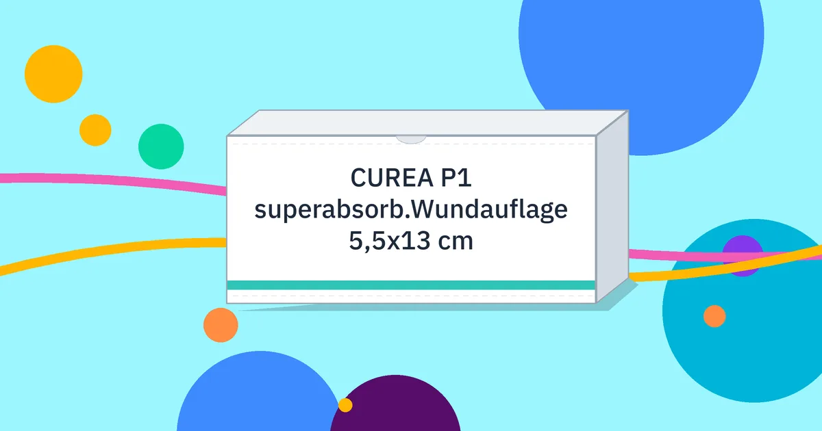 Symbolbild: Packung mit der Aufschrift CUREA P1 superabsorb.Wundauflage 5,5x13 cm (PZN 16005689) – Verfügbarkeit und Bezug in Apotheken in Frankfurt am Main