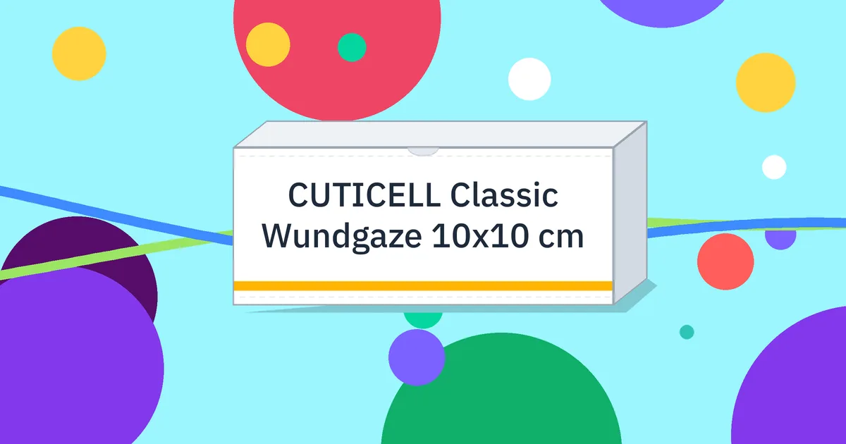 Symbolbild: Packung mit der Aufschrift CUTICELL Classic Wundgaze 10x10 cm (PZN 19784961) – Verfügbarkeit und Bezug in Apotheken in Frankfurt am Main