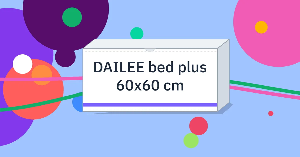Symbolbild: Packung mit der Aufschrift DAILEE bed plus 60x60 cm (PZN 18194720) – Verfügbarkeit und Bezug in Apotheken in Frankfurt am Main