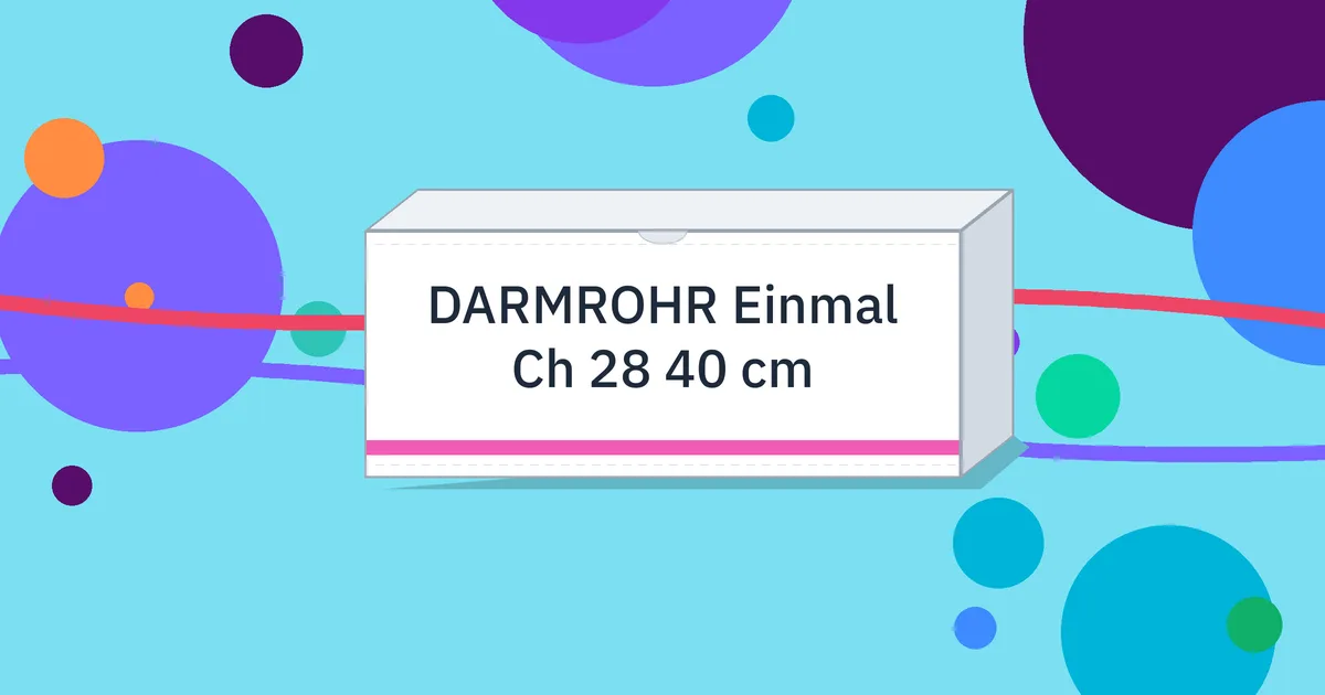Symbolbild: Packung mit der Aufschrift DARMROHR Einmal Ch 28 40 cm (PZN 00880030) – Verfügbarkeit und Bezug in Apotheken in Frankfurt am Main