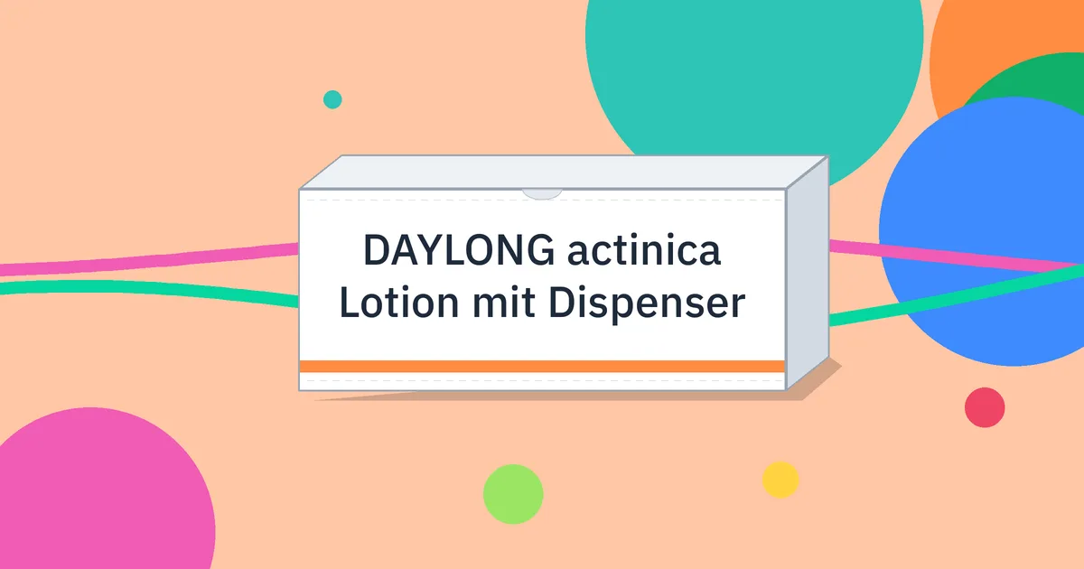 Symbolbild: Packung mit der Aufschrift DAYLONG actinica Lotion mit Dispenser (PZN 07709026) – Verfügbarkeit und Bezug in Apotheken in Frankfurt am Main