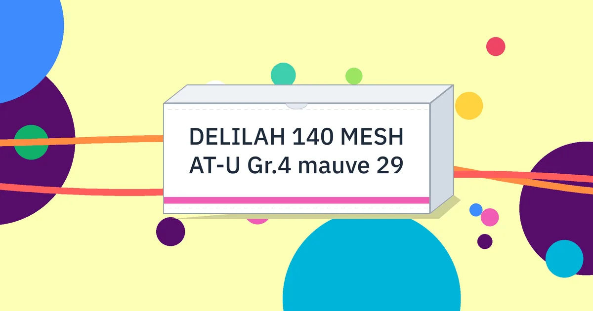 Symbolbild: Packung mit der Aufschrift DELILAH 140 MESH AT-U Gr.4 mauve 29 (PZN 13850792) – Verfügbarkeit und Bezug in Apotheken in Frankfurt am Main