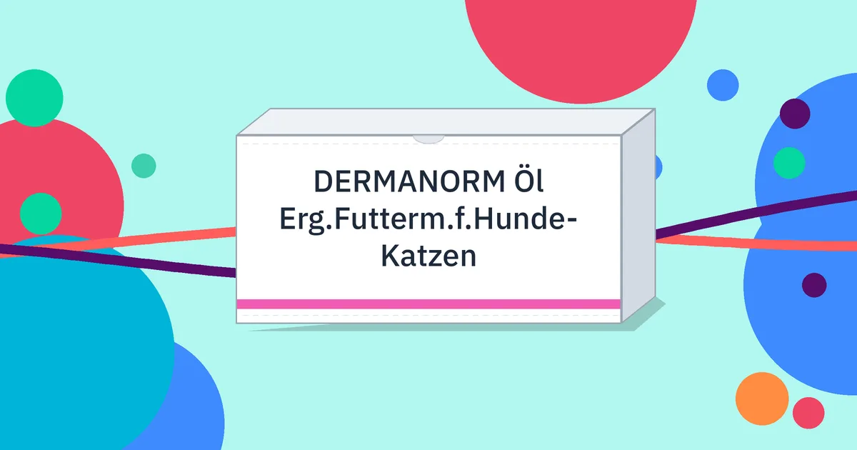 Symbolbild: Packung mit der Aufschrift DERMANORM Öl Erg.Futterm.f.Hunde-Katzen (PZN 19712571) – Verfügbarkeit und Bezug in Apotheken in Frankfurt am Main