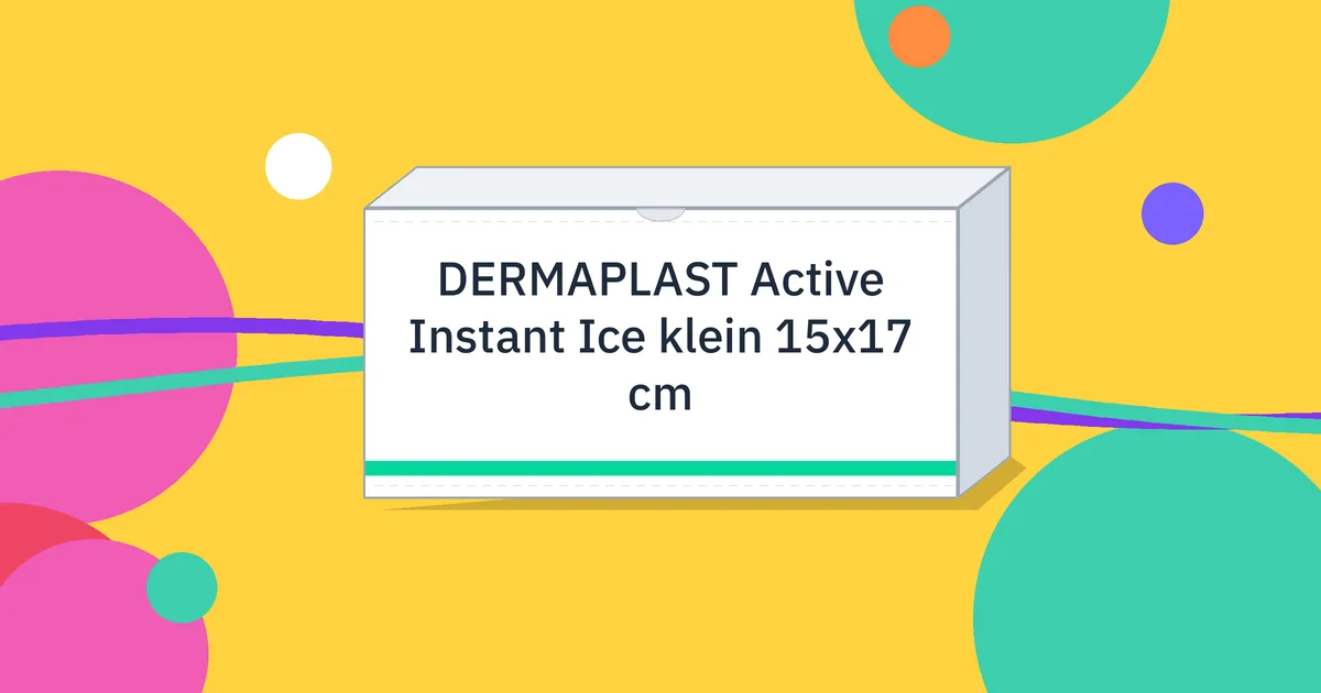Symbolbild: Packung mit der Aufschrift DERMAPLAST Active Instant Ice klein 15x17 cm (PZN 12902995) – Verfügbarkeit und Bezug in Apotheken in Frankfurt am Main