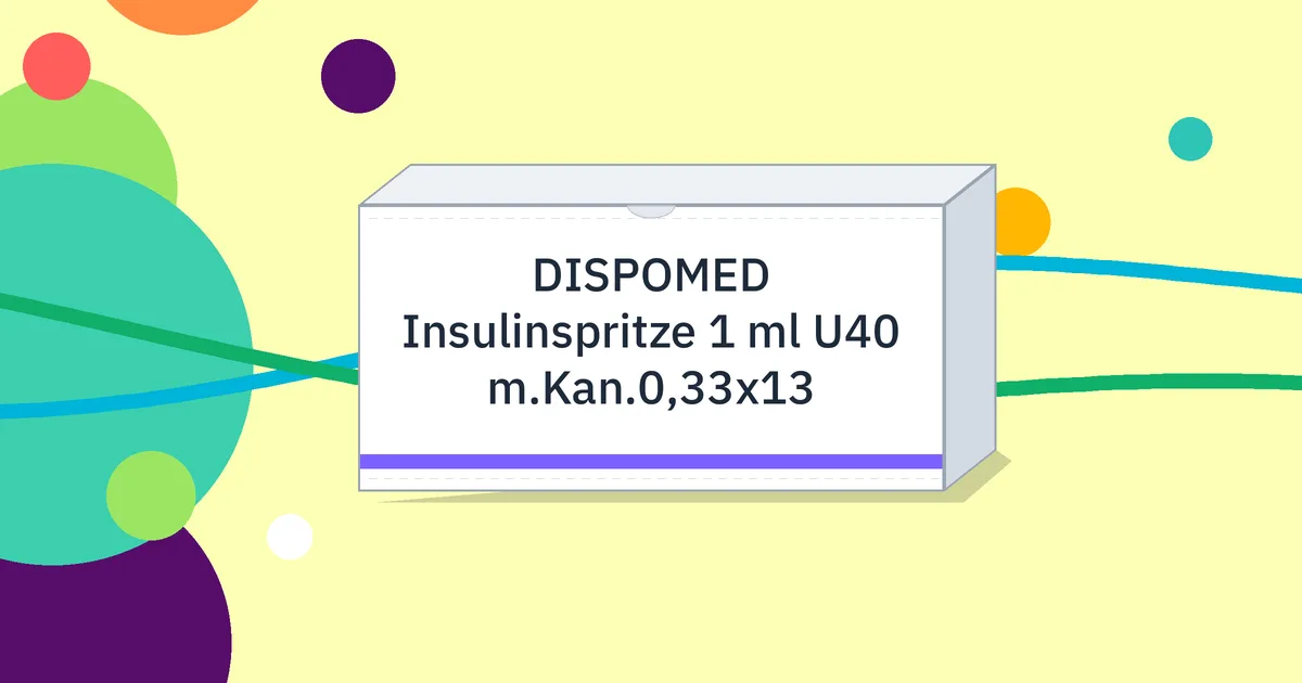 Symbolbild: Packung mit der Aufschrift DISPOMED Insulinspritze 1 ml U40 m.Kan.0,33x13 (PZN 00267795) – Verfügbarkeit und Bezug in Apotheken in Frankfurt am Main