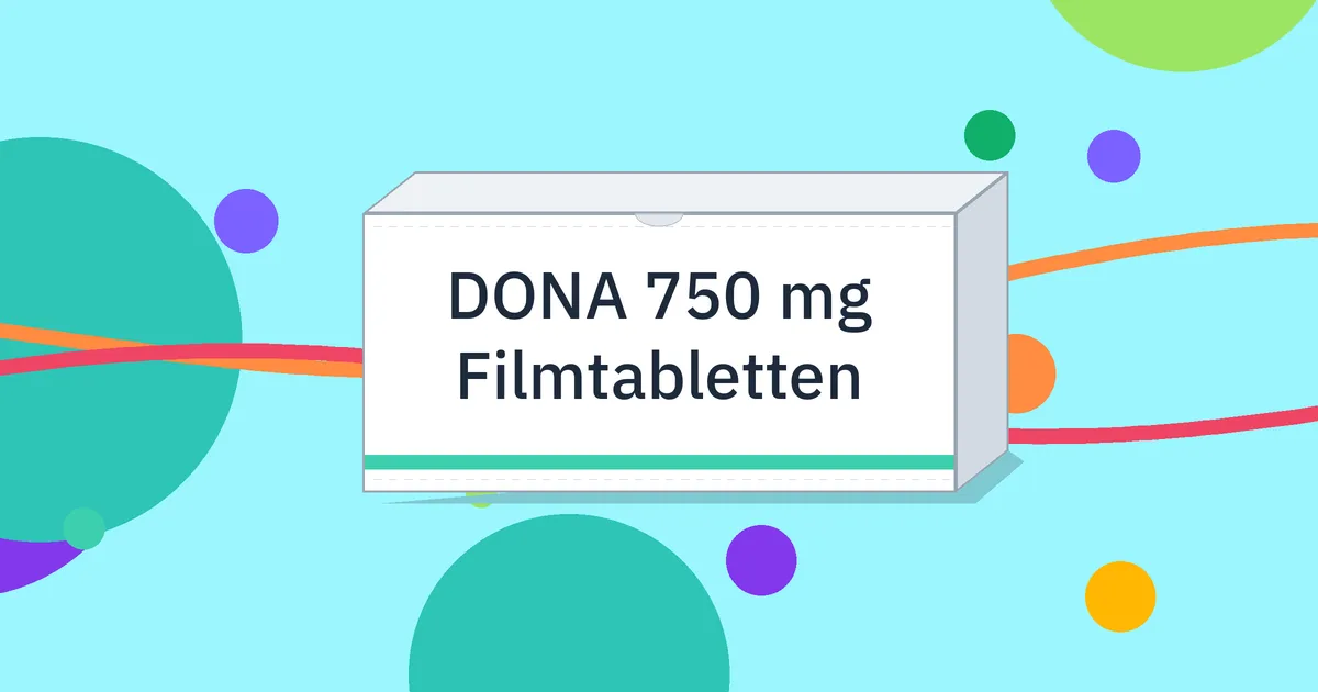 Symbolbild: Packung mit der Aufschrift DONA 750 mg Filmtabletten (PZN 00868678) – Verfügbarkeit und Bezug in Apotheken in Frankfurt am Main