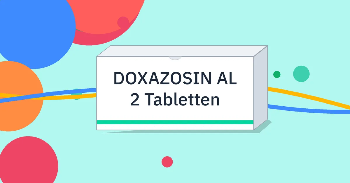 Symbolbild: Packung mit der Aufschrift DOXAZOSIN AL 2 Tabletten (PZN 04173105) – Verfügbarkeit und Bezug in Apotheken in Frankfurt am Main