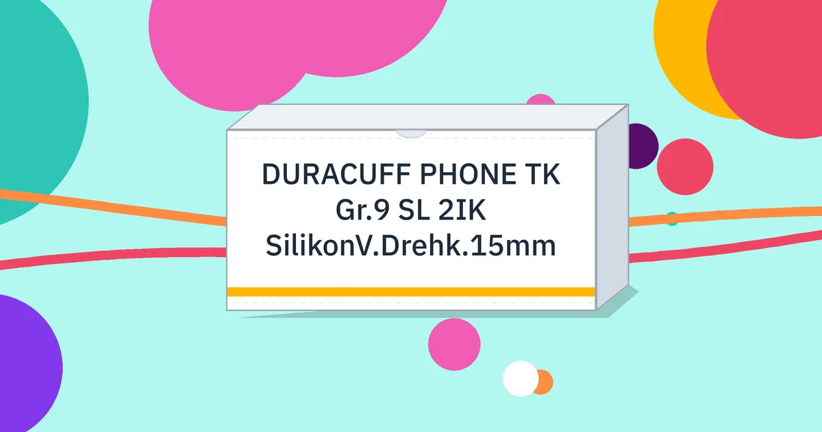 Symbolbild: Packung mit der Aufschrift DURACUFF PHONE TK Gr.9 SL 2IK SilikonV.Drehk.15mm (PZN 04958668) – Verfügbarkeit und Bezug in Apotheken in Frankfurt am Main