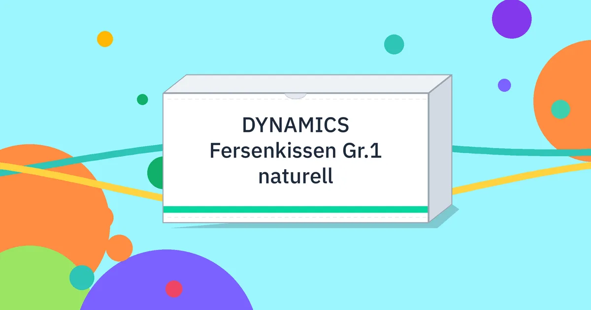 Symbolbild: Packung mit der Aufschrift DYNAMICS Fersenkissen Gr.1 naturell (PZN 10632132) – Verfügbarkeit und Bezug in Apotheken in Frankfurt am Main