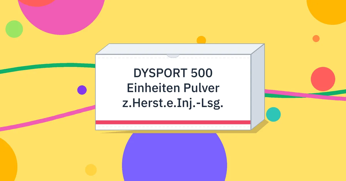 Symbolbild: Packung mit der Aufschrift DYSPORT 500 Einheiten Pulver z.Herst.e.Inj.-Lsg. (PZN 14227144) – Verfügbarkeit und Bezug in Apotheken in Frankfurt am Main