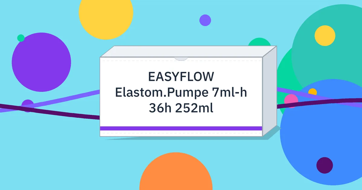 Symbolbild: Packung mit der Aufschrift EASYFLOW Elastom.Pumpe 7ml-h 36h 252ml (PZN 19789119) – Verfügbarkeit und Bezug in Apotheken in Frankfurt am Main