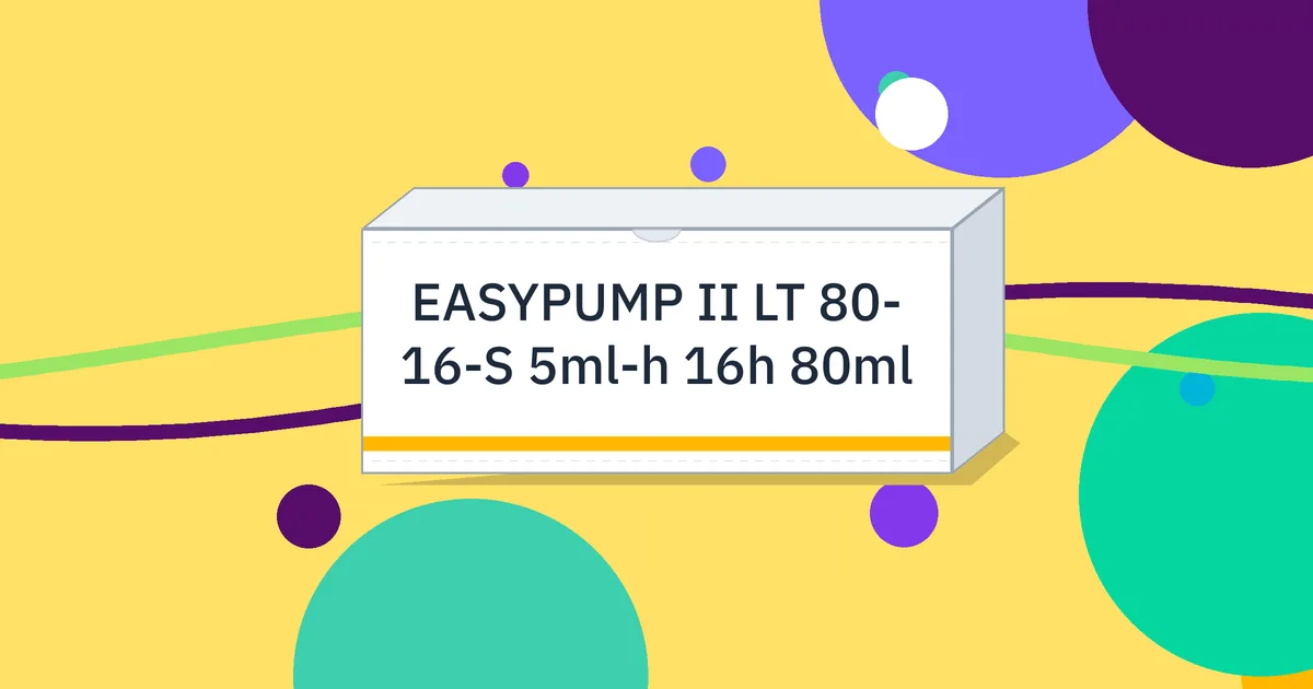 Symbolbild: Packung mit der Aufschrift EASYPUMP II LT 80-16-S 5ml-h 16h 80ml (PZN 09390758) – Verfügbarkeit und Bezug in Apotheken in Frankfurt am Main