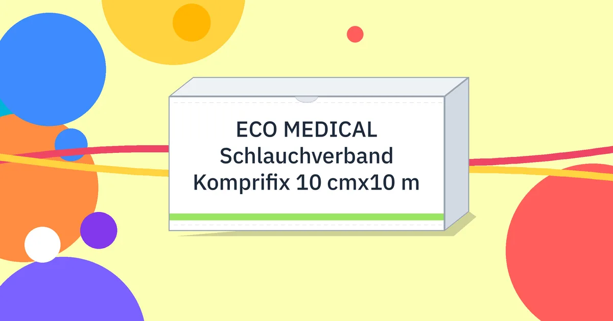 Symbolbild: Packung mit der Aufschrift ECO MEDICAL Schlauchverband Komprifix 10 cmx10 m (PZN 00879185) – Verfügbarkeit und Bezug in Apotheken in Frankfurt am Main