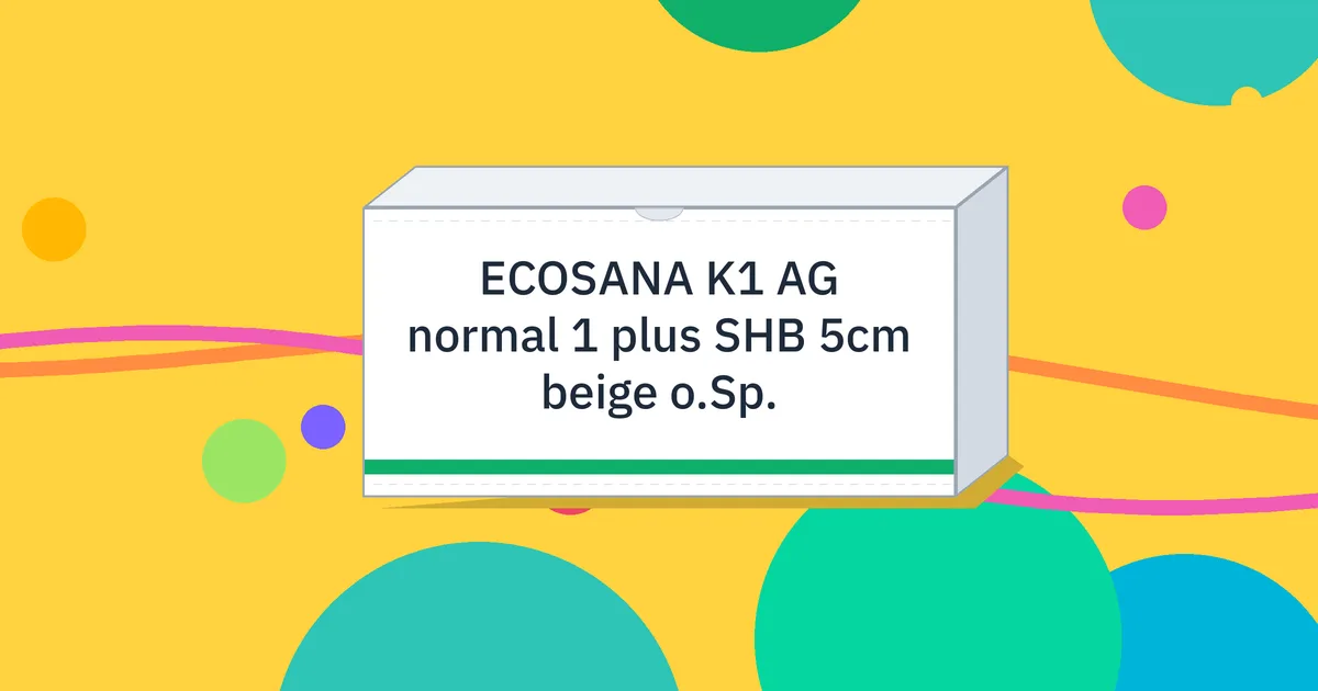 Symbolbild: Packung mit der Aufschrift ECOSANA K1 AG normal 1 plus SHB 5cm beige o.Sp. (PZN 04725970) – Verfügbarkeit und Bezug in Apotheken in Frankfurt am Main