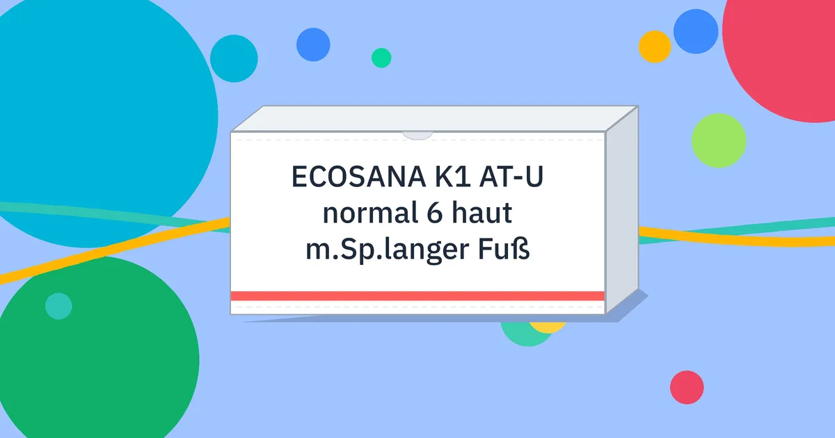 Symbolbild: Packung mit der Aufschrift ECOSANA K1 AT-U normal 6 haut m.Sp.langer Fuß (PZN 04735075) – Verfügbarkeit und Bezug in Apotheken in Frankfurt am Main