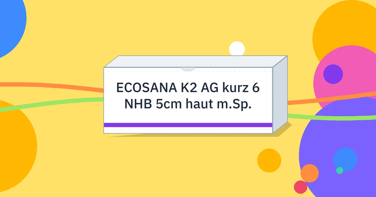 Symbolbild: Packung mit der Aufschrift ECOSANA K2 AG kurz 6 NHB 5cm haut m.Sp. (PZN 01521020) – Verfügbarkeit und Bezug in Apotheken in Frankfurt am Main