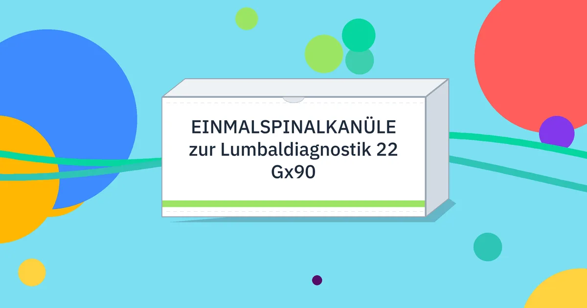 Symbolbild: Packung mit der Aufschrift EINMALSPINALKANÜLE zur Lumbaldiagnostik 22 Gx90 (PZN 04327703) – Verfügbarkeit und Bezug in Apotheken in Frankfurt am Main