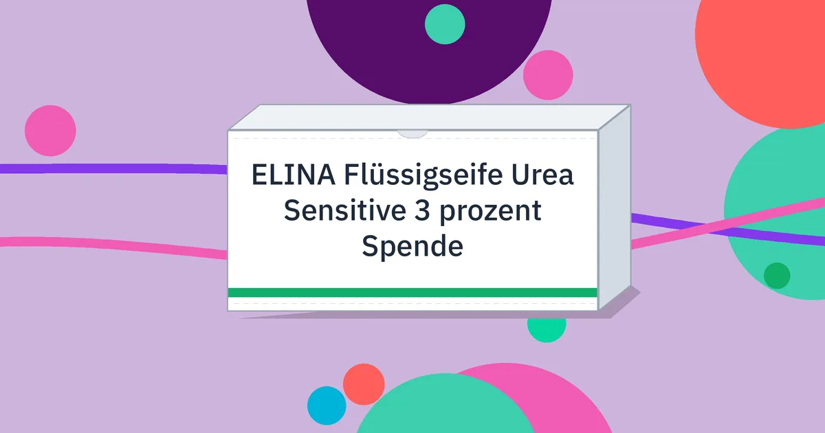 Symbolbild: Packung mit der Aufschrift ELINA Flüssigseife Urea Sensitive 3 prozent Spende (PZN 11485093) – Verfügbarkeit und Bezug in Apotheken in Frankfurt am Main