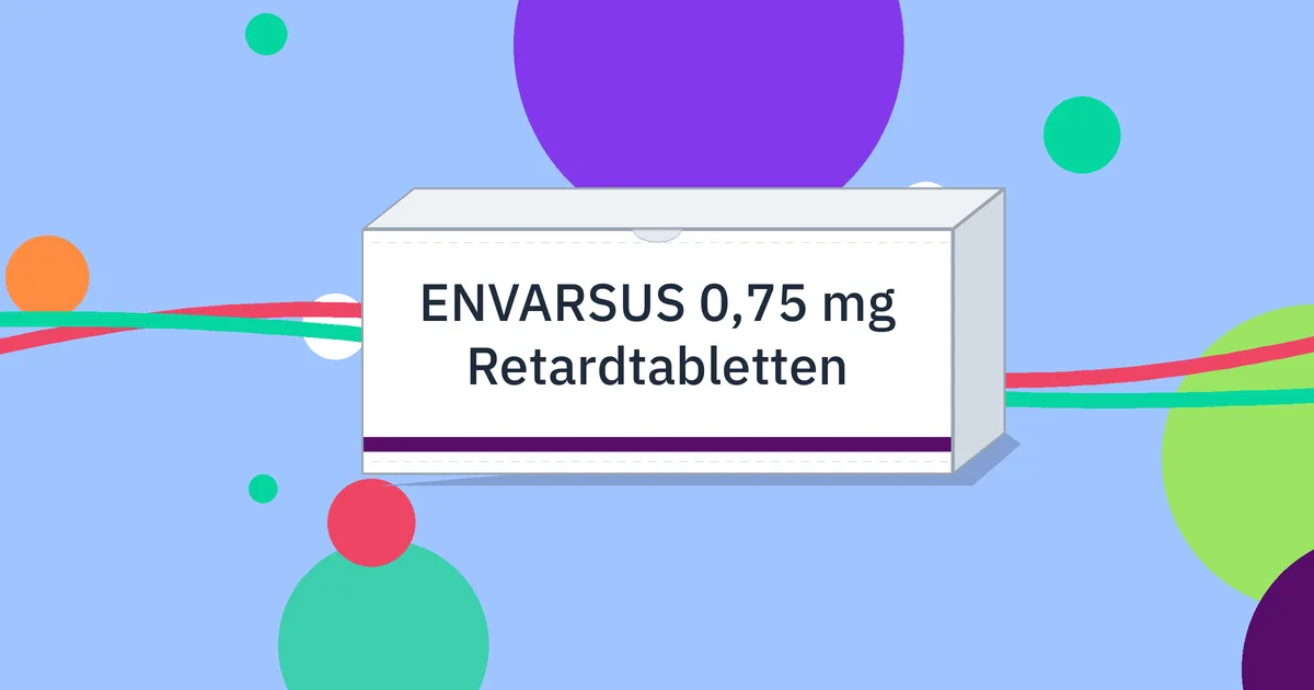 Symbolbild: Packung mit der Aufschrift ENVARSUS 0,75 mg Retardtabletten (PZN 13879703) – Verfügbarkeit und Bezug in Apotheken in Frankfurt am Main
