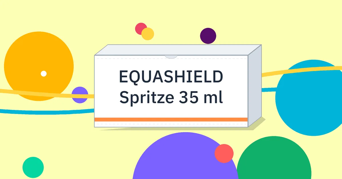 Symbolbild: Packung mit der Aufschrift EQUASHIELD Spritze 35 ml (PZN 13500750) – Verfügbarkeit und Bezug in Apotheken in Frankfurt am Main