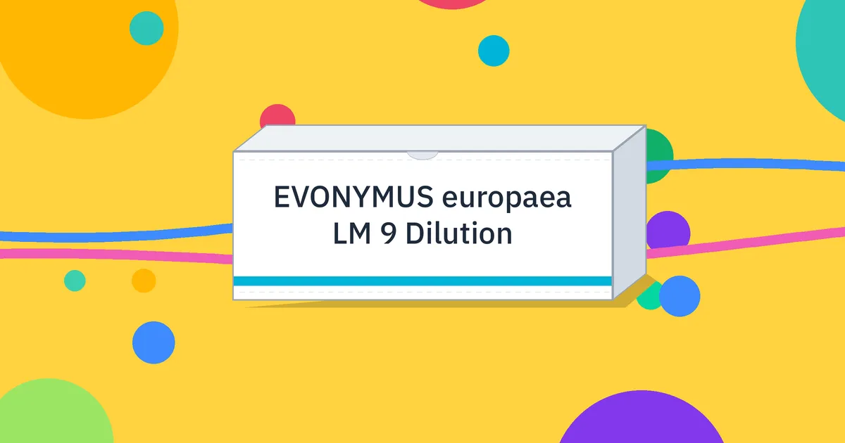 Symbolbild: Packung mit der Aufschrift EVONYMUS europaea LM 9 Dilution (PZN 13484560) – Verfügbarkeit und Bezug in Apotheken in Frankfurt am Main