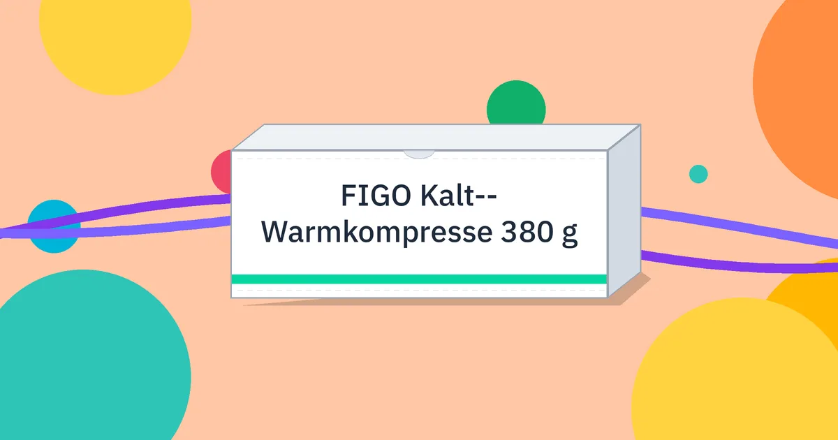 Symbolbild: Packung mit der Aufschrift FIGO Kalt--Warmkompresse 380 g (PZN 19891964) – Verfügbarkeit und Bezug in Apotheken in Frankfurt am Main