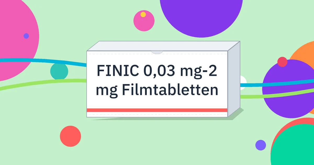 Symbolbild: Packung mit der Aufschrift FINIC 0,03 mg-2 mg Filmtabletten (PZN 14356574) – Verfügbarkeit und Bezug in Apotheken in Frankfurt am Main