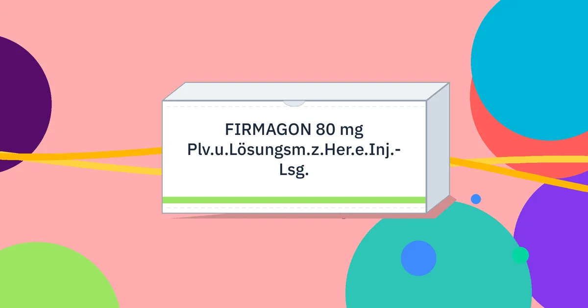 Symbolbild: Packung mit der Aufschrift FIRMAGON 80 mg Plv.u.Lösungsm.z.Her.e.Inj.-Lsg. (PZN 16698221) – Verfügbarkeit und Bezug in Apotheken in Frankfurt am Main