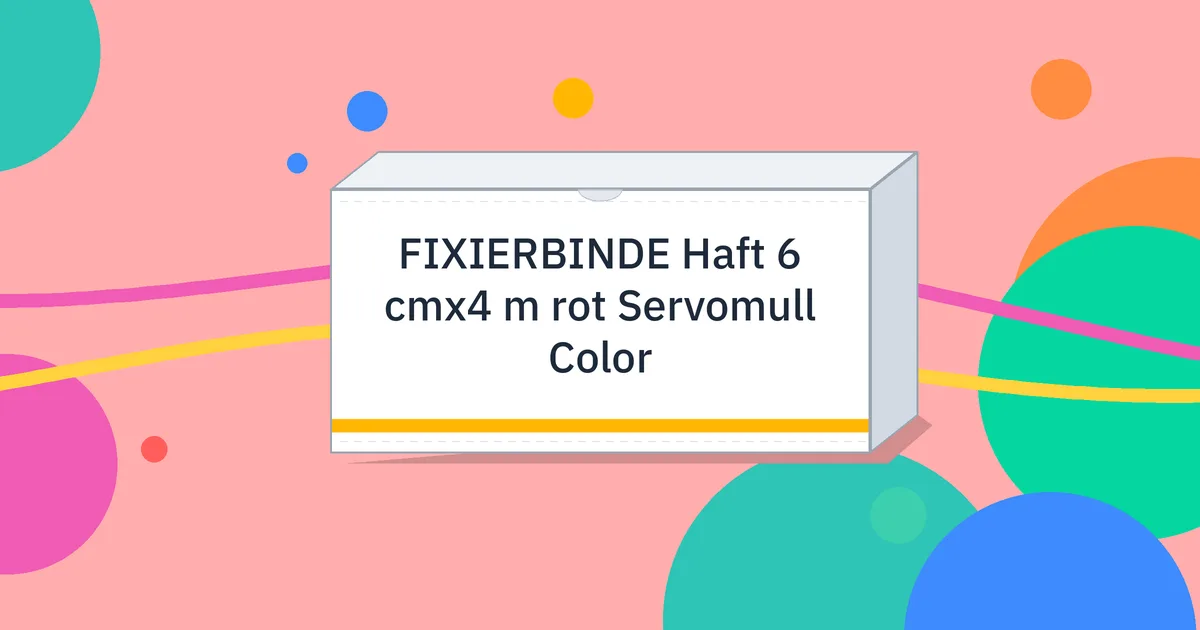 Symbolbild: Packung mit der Aufschrift FIXIERBINDE Haft 6 cmx4 m rot Servomull Color (PZN 12671544) – Verfügbarkeit und Bezug in Apotheken in Frankfurt am Main