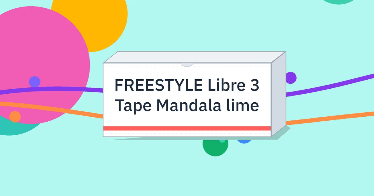 Symbolbild: Packung mit der Aufschrift FREESTYLE Libre 3 Tape Mandala lime (PZN 18178508) – Verfügbarkeit und Bezug in Apotheken in Frankfurt am Main