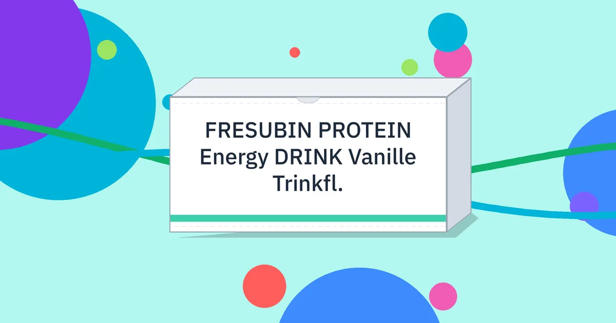 Symbolbild: Packung mit der Aufschrift FRESUBIN PROTEIN Energy DRINK Vanille Trinkfl. (PZN 19360793) – Verfügbarkeit und Bezug in Apotheken in Frankfurt am Main