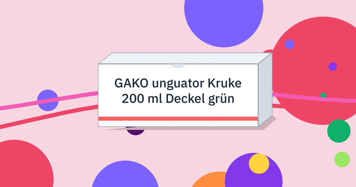 Symbolbild: Packung mit der Aufschrift GAKO unguator Kruke 200 ml Deckel grün (PZN 11603138) – Verfügbarkeit und Bezug in Apotheken in Frankfurt am Main
