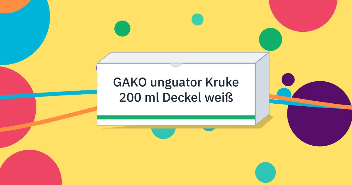 Symbolbild: Packung mit der Aufschrift GAKO unguator Kruke 200 ml Deckel weiß (PZN 11603055) – Verfügbarkeit und Bezug in Apotheken in Frankfurt am Main