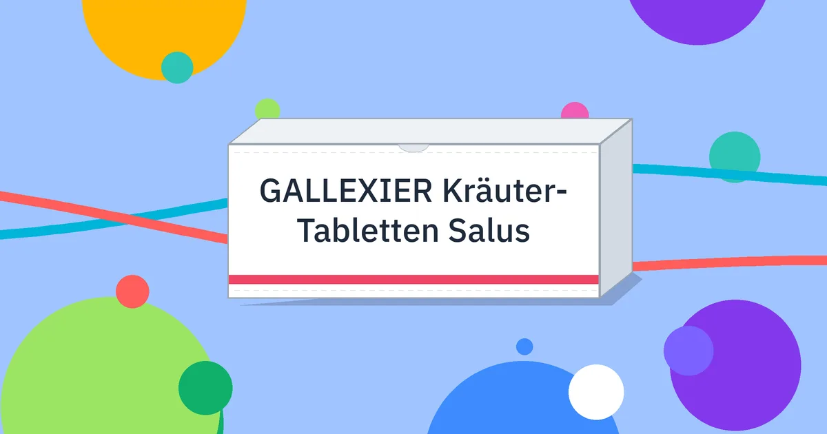 Symbolbild: Packung mit der Aufschrift GALLEXIER Kräuter-Tabletten Salus (PZN 08815049) – Verfügbarkeit und Bezug in Apotheken in Frankfurt am Main