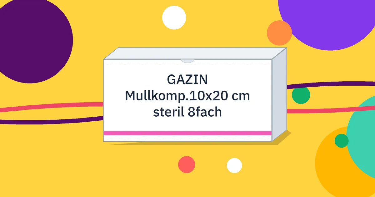 Symbolbild: Packung mit der Aufschrift GAZIN Mullkomp.10x20 cm steril 8fach (PZN 17492208) – Verfügbarkeit und Bezug in Apotheken in Frankfurt am Main