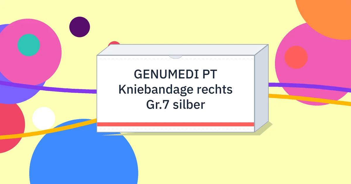 Symbolbild: Packung mit der Aufschrift GENUMEDI PT Kniebandage rechts Gr.7 silber (PZN 15314075) – Verfügbarkeit und Bezug in Apotheken in Frankfurt am Main