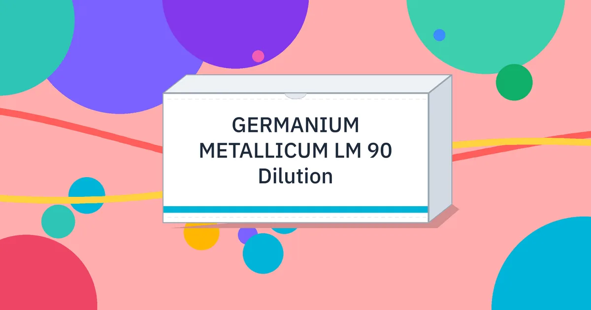 Symbolbild: Packung mit der Aufschrift GERMANIUM METALLICUM LM 90 Dilution (PZN 12877441) – Verfügbarkeit und Bezug in Apotheken in Frankfurt am Main