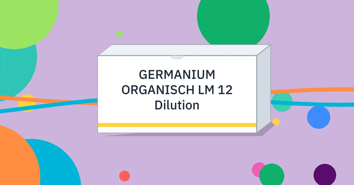 Symbolbild: Packung mit der Aufschrift GERMANIUM ORGANISCH LM 12 Dilution (PZN 16363727) – Verfügbarkeit und Bezug in Apotheken in Frankfurt am Main