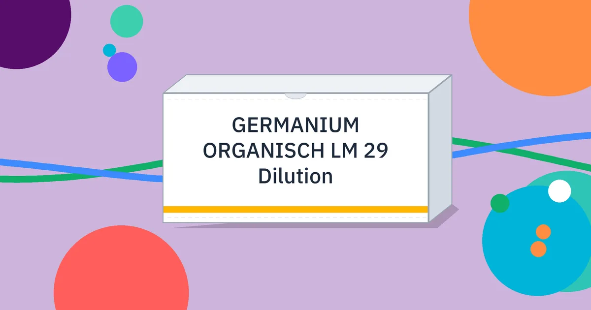 Symbolbild: Packung mit der Aufschrift GERMANIUM ORGANISCH LM 29 Dilution (PZN 16363940) – Verfügbarkeit und Bezug in Apotheken in Frankfurt am Main